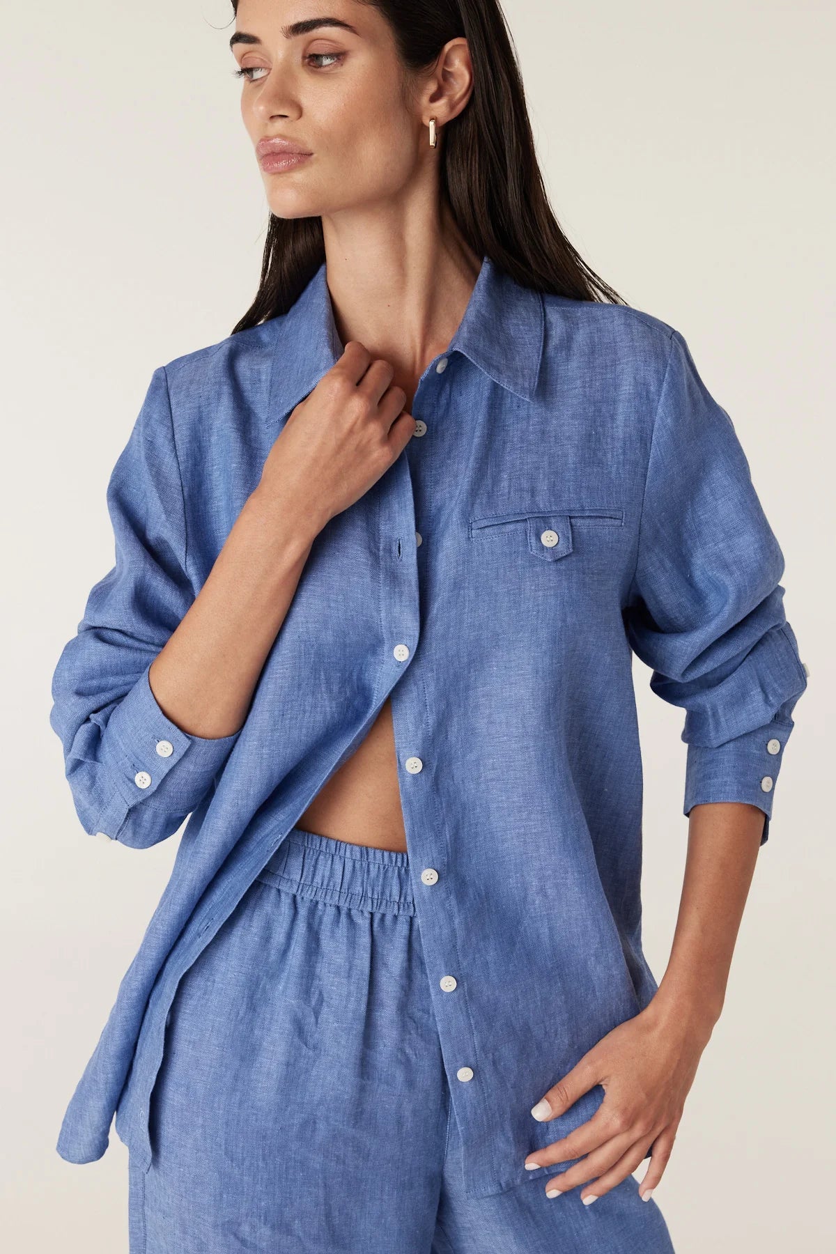 Cable Melbourne Sail Linen Shirt - Blue Marle CSS25381, Womens | Stella ...