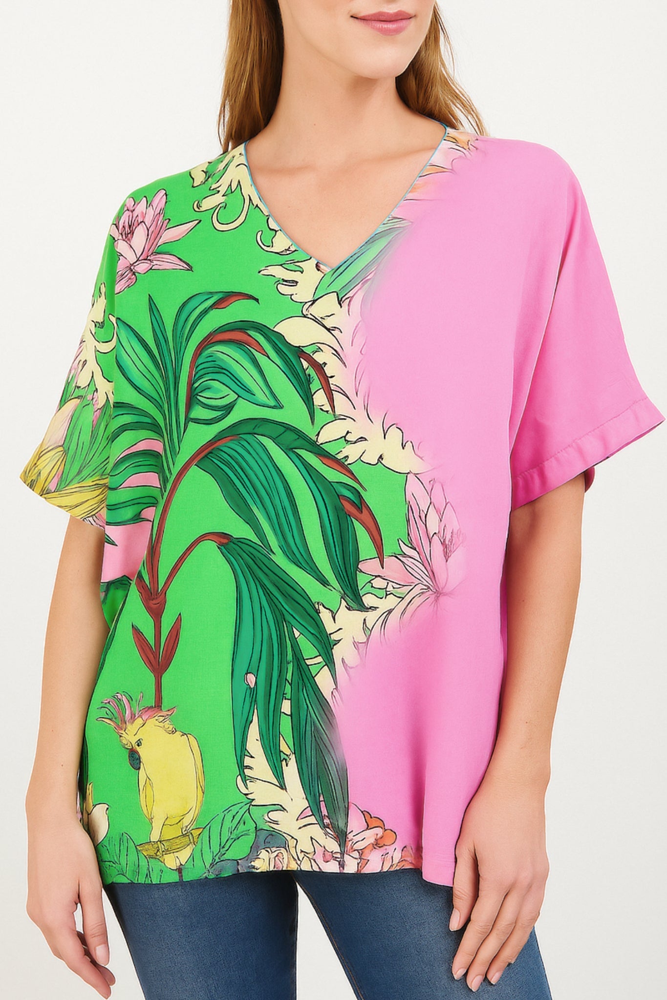 Place du Soleil Green Birds Top, 100% Cotton - Women's | Stella Rose ...